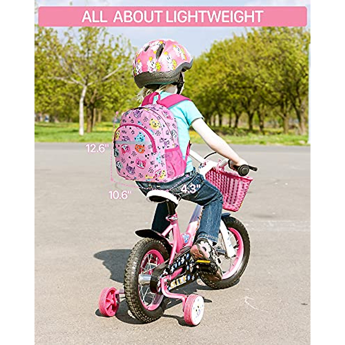 Bagseri Toddler Backpack for Girls, Lightweight Kids Backpack Daycare Bag Preschool Backpack for Girls, 12 Inch (Cat Pink)