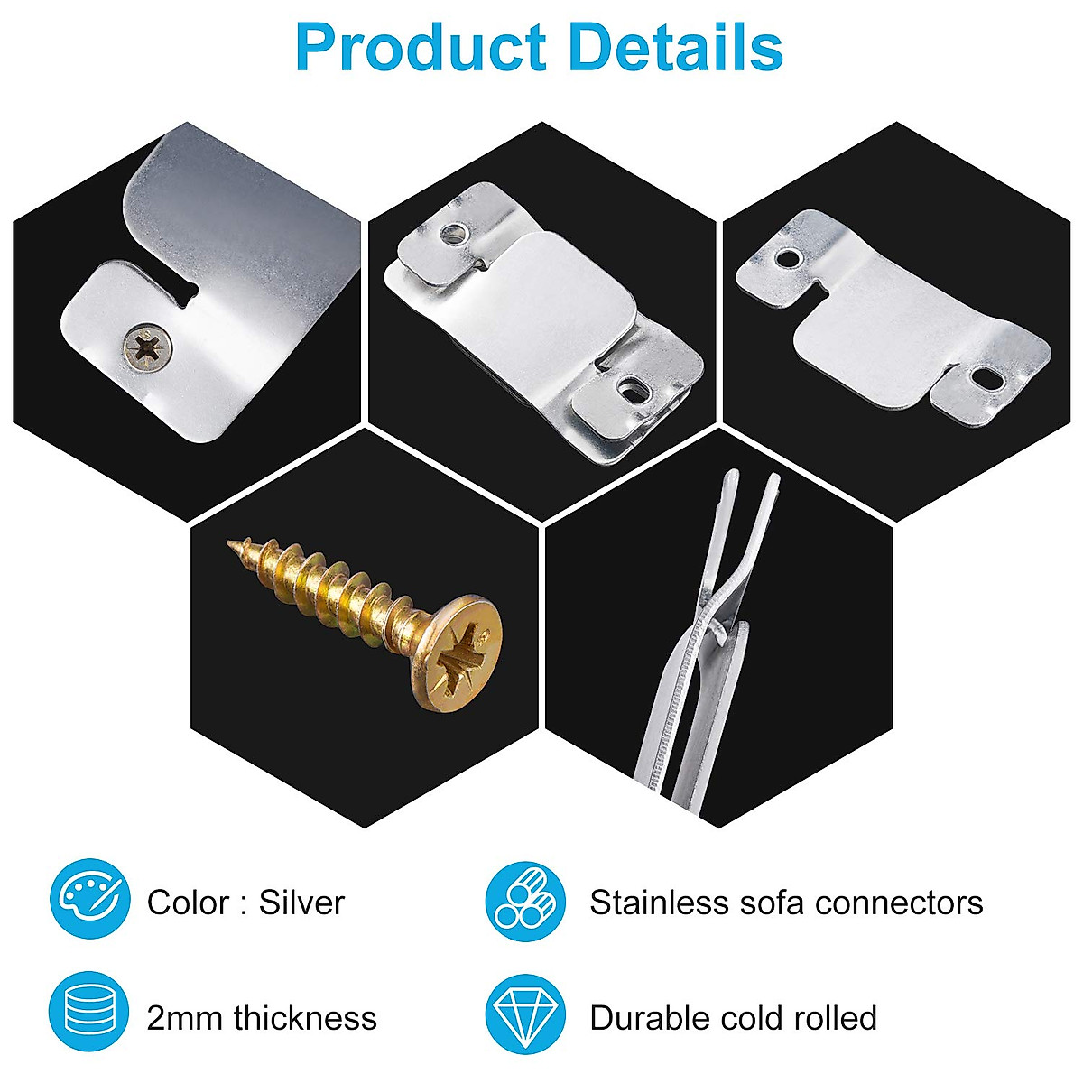 earthgadgets 4 Sets Sectional Couch Connectors Furnitures for Small Sofa and Sectionals, Sectional Sofa Connectors with Screws, Modular Sofa Connector Brackets Suitable for Small Sectional Couch