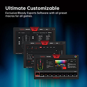 Bloody ES9Pro FPS RGB Gaming Mouse, PMW3389 Chip, 16000 CPI, 2000Hz Report Rate, 400IPS, 4M Onboard Memory, Fully Programmable with Advanced Preset Macros