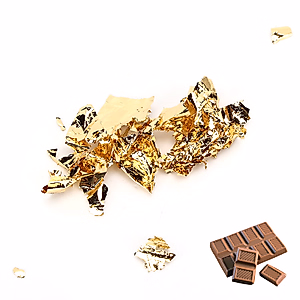 Serlium Edible Gold Leaf, Gold Leaf Cake Decoration Gold Flakes Food Gold Foil Decoration Baking Gold Foil Decor Chocolates Decor Gold Leaf Sheets for Cooking Dessert Decoration Crafts Makeup (2Pcs)