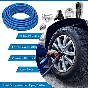 Howaoo Compressed Air Line Kit 3/4" x 100ft, Shop/Garage HDPE-Aluminum Air Line Kit for Connect Air Compressor, Compressed Air Piping System Install Kit Leak-Proof & Easy to Install