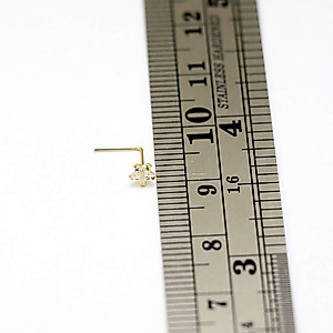 PiercingPoint 9ct Solid Yellow Gold Claw Set 3MM Star CZ Stone 22Gauge(0.6MM) Length L-Shape Nose Stud