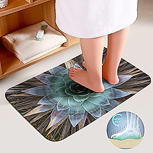 Habilboi 3 Pieces Bathroom Mat Bath Mat Set Blue Plant 20x32inch Non-Slip Bathroom Decor Doormat Runner Rugs,U-Shaped Toilet Floor Mats,Toilet Seat Cover