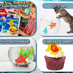 Sumind 30 Pieces Fake Floating Fishes Plastic Fake Goldfish Artificial Aquarium Fishes Colorful Realistic Artificial Moving Fish Ornament Decorations for Aquarium Fish Tank