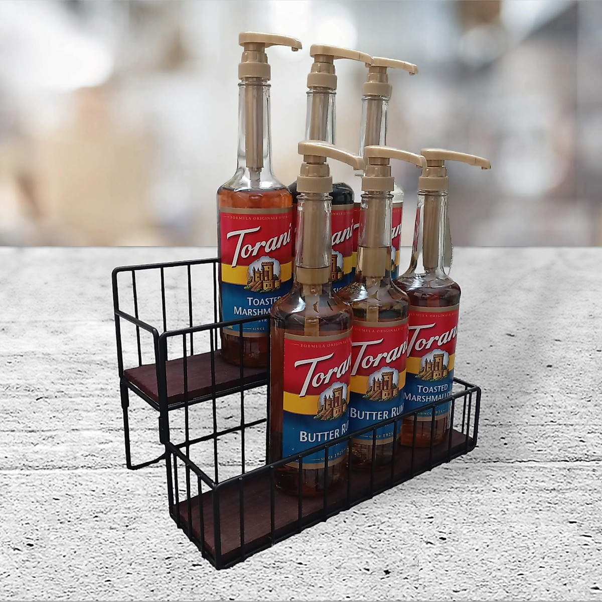 Zartooldeco 8 Bottles Capacity Freestanding Wine Rack- Countertop Wine Holder Stand Small Freestanding Wine Bottle Organizer Holder Tabletop Wine Rack, WR1