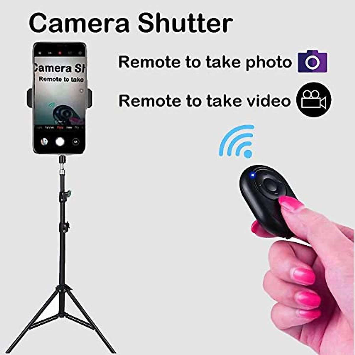 Bluetooth Remote & Page Turner Control - Can Also Use to Scroll Videos for Tiktok and Control to Play/Pause The Video - It Can Work with Most Cellphones/Tablets (Andriod 8.0+ and iOS 6.0+)