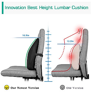 Mkicesky Lumbar Support Back Pillow for Office Chair / Car, Memory Foam Back Support Cushion with Full Posture Corrector - Relief Lower Back Pain (Black)