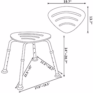 SUMGREEN Adjustable Bamboo Shower Seat, Waterproof Fanshaped Shower Stool for Elderly and Adults W/Slip-Resistant Rubber, 19.7" Lx 13.7" Wx （14"-20.7"） H (Wooden)