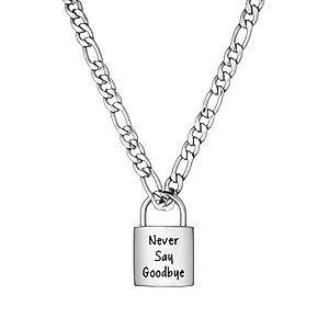 abooxiu Lock Urn Necklace for Ashes Stainless Steel Ashes Necklace Cremation Necklace for Human Ashes Memorial Ashes Holder - Never Say Goodbye