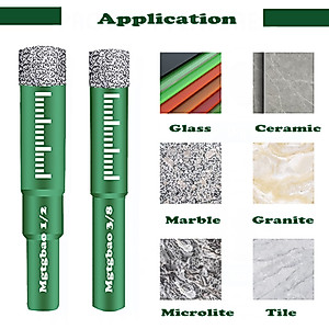 Mgtgbao 6PCS Green Ceramic Tile Drill bit, Dry Diamond Drill Bits Set for Many Hard Materials Granite Marble Tile Ceramic Stone Glass (NOT for Wood) Round Shank with Size 1/4~9/16 inch.