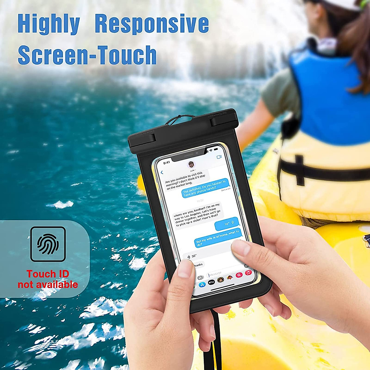 Hapylasty Universal Waterproof Phone Pouch, IPX8 Waterproof Case Phone Dry Bag Pouch for iPhone 14 13 12 11 Pro Max XS Plus Samsung Galaxy, Floating Large Cellphone Dry Bag for Beach Swimming Pool,