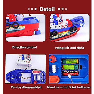 Bath Toys Yacht Toy in tub, Gift for Kids Pool Toy Light Up Float Bathtub Toy Boat with Water Sprinkler