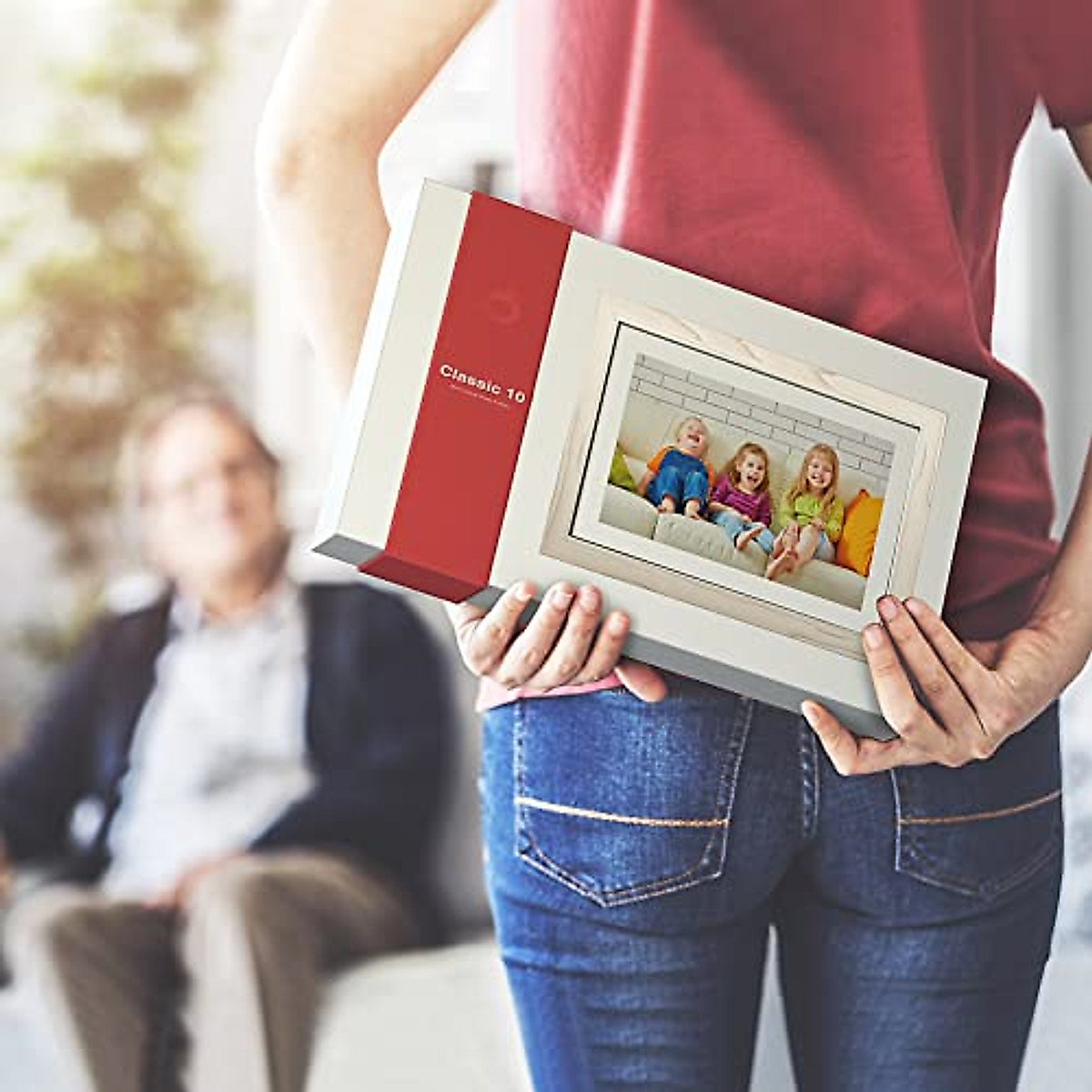 Dragon Touch Digital Picture Frame WiFi 10 inch IPS Touch Screen HD Display, 16GB Storage, Auto-Rotate, Share Photos via App, Email, Cloud - Classic 10