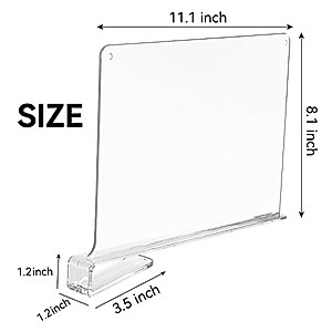 gbayle 10 PCS Acrylic Clear Closet Shelf Divider，Closet Organization for Wooden Shelving Suitable for Vertical Shelves Or Bedroom, Kitchen,Books,Towels and Hats, Purses Separators and Office