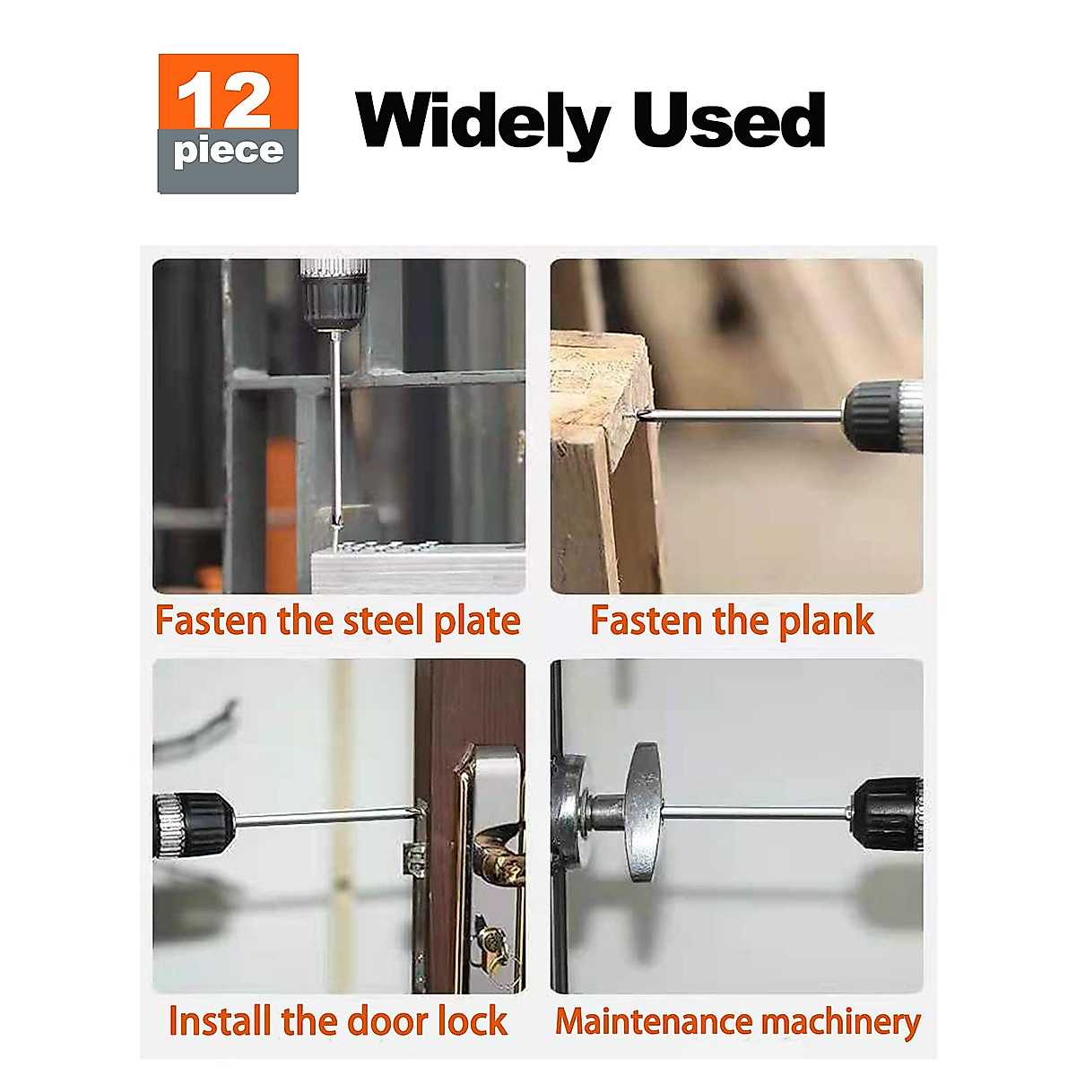 Rocaris 12 Pack 1/4 Inch Hex Shank Long Magnetic Screwdriver Bits Set 4 in Power Tools (Slotted+Cross Head)