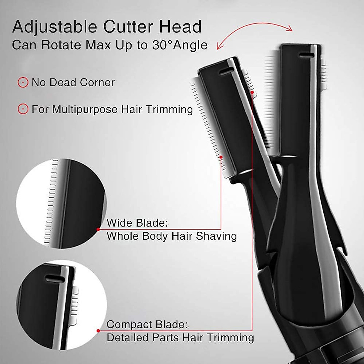 HAMTOD Eyebrow Trimmer, Electric Eyebrow Razor Battery-Operated Facial Hair Remover with Pivoting Head Eyebrow Trimming for Men with Comb, face shavers ,Painless for Face Chin Neck, Upper-Lip