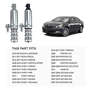 RLP VVT Solenoid Intake and Exhaust Camshaft Position Actuator Compatible with Buick Chevy Cobalt Malibu HHR Equinox Pontiac G5 G6 Saturn 2.0L 2.2L 2.4L Replaces 12655420 12655421