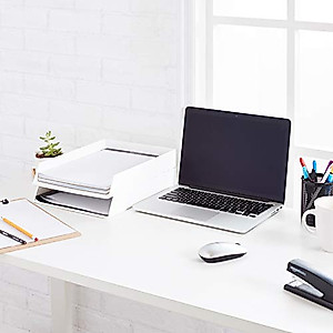 Amazon Basics Rectangular Plastic Desk Organizer, Letter Tray, White, 2-Pack