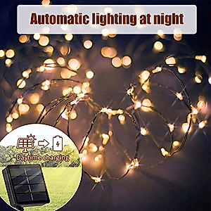 SOARRUCY Solar Powered String Lights - Christmas Garden Party Decorations,10 Strands 200 LEDs Solar Fairy Lights Waterproof Copper Wire Solar Lights for Outdoor, Garden, Christmas Tree Halloween Home