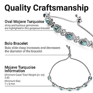 SHOP LC DELIVERING JOY Stainless Steel Turquoise Healing Bolo Bracelet Stylish Fashion Unique Gifts for Women Jewelry for Women Boho Western Birthday Gifts