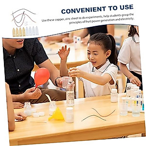 Gatuida 1 Set Battery Experiment Kit Experiment Tools Copper Anode Fruit Battery Experiment Supplies Fruit Battery Experiment Plates Electrode Material Copper Plate Electrode Strips Zinc