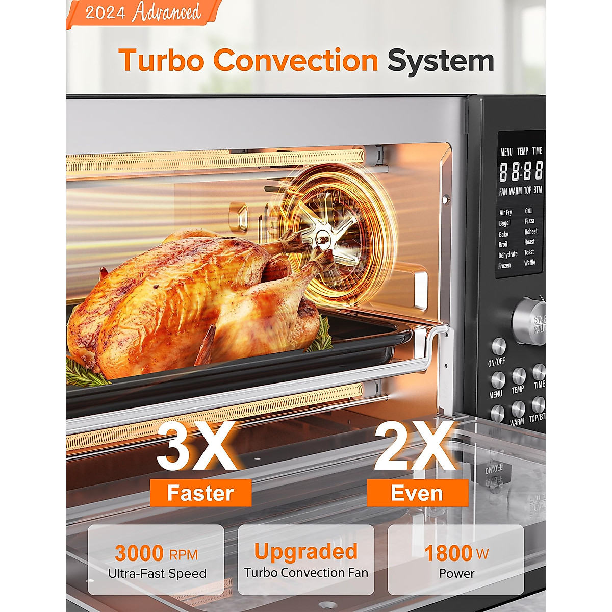 Nuwave Bravo Pro Smart Air Fryer Toaster Oven Combo, Airfryer Convection Oven Countertop, 12-in-1 Functions with Quicker & Even Crisp Technology, 1800W, 50-450°F, PFAS-Free, 21QT, Black