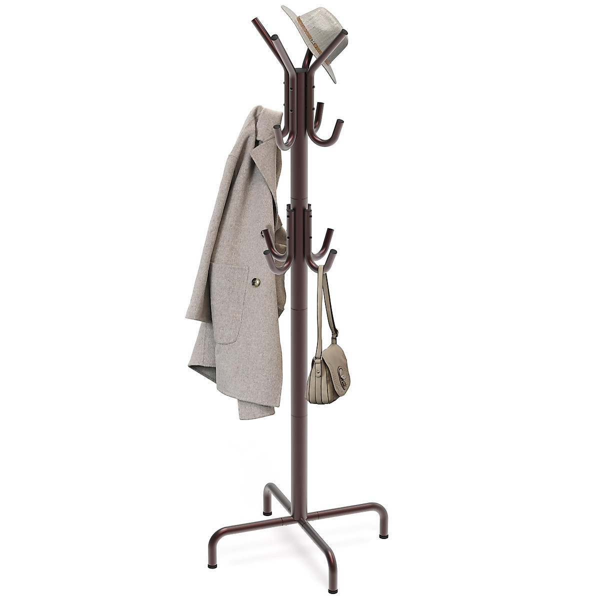 Simple Houseware Standing Coat and Hat Hanger Organizer Rack, Bronze