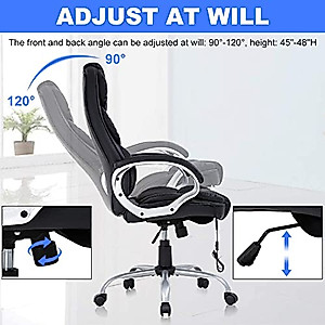 Ergonomic Adjustable Home Office Chair, High Back Massage Desk Chair, 250Lbs Heavy PU Leather Computer Chairs w/Lumbar Support Headrest Armrest Executive Rolling Swivel Chair for Adults