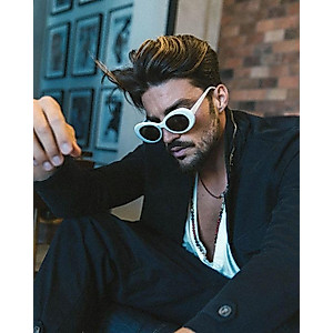 Laurinny Authentic Clout Goggles, Checkered sunglasses Retro Oval Retro Mod Fashion Sunglasses 90s (2pack)