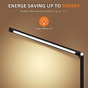 Samuyang LED Desk Lamp with USB Charging Port,Bedroom Eye-Caring Table Lamps,5 Lighting Modes&3 Brightness Levels,Touch Control Dimmable Foldable Office Lamp for Reading,Studying,Working