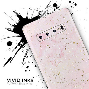DesignSkinz Karamfila Watercolor & Gold V12 Protective Vinyl Decal Wrap Skin Cover Compatible with The Samsung Galaxy S20 (Screen Trim & Back Glass Skin)