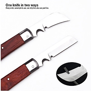 Edward Tools Electrician Straight Blade Knife with Wood Handle - Lockback Folding Pocket Knife - Stainless Steel - Cable Stripping, Cutting Insulation, Ties, Tape, Pulls Cuts, Splicing - Ergo Handle