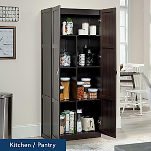 Sauder 419496 Miscellaneous Storage Storage Cabinet, L: 29.375" x W: 16.125" x H: 71.125", Cinnamon Cherry finish