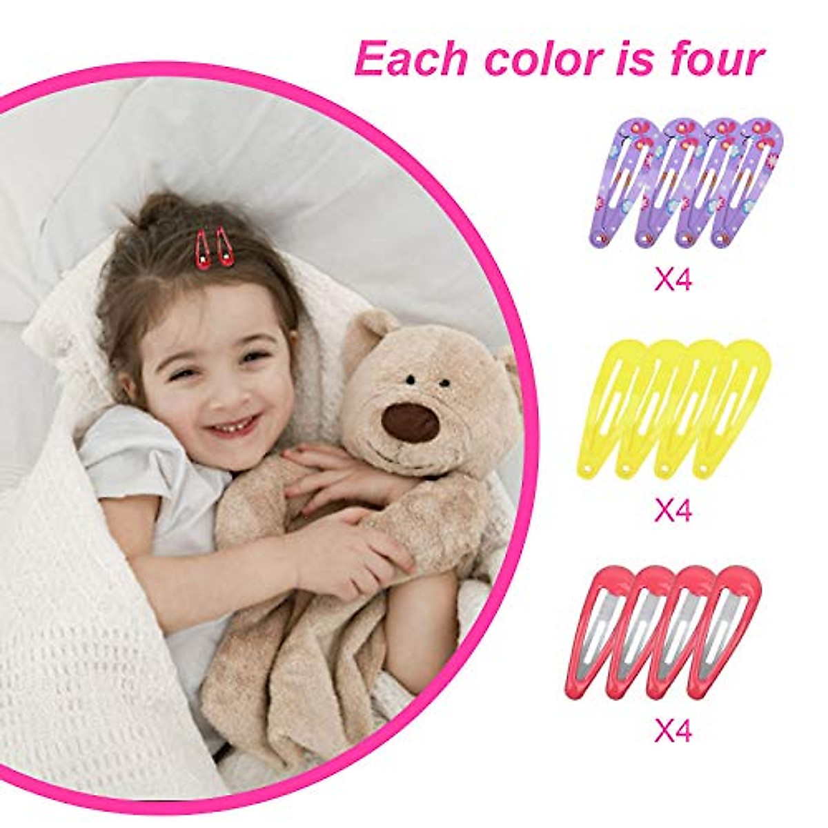 100 Pcs Small Hair Clips for Little Girls 1 Inch Metal Mini Snap Hair Clips Barrettes for Toddlers Kids Hair Accessories (Multicolor)