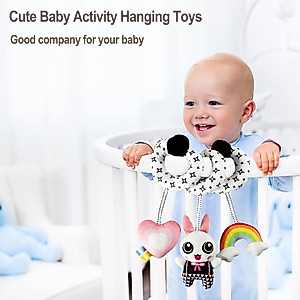 AIPINQI Spiral Stroller Toys, Infants Baby Car Seat Toys Comfortable Pram Crib Plush Toy for Boys Girls Spiral Hanging Toys for Car Seat,Rabbit