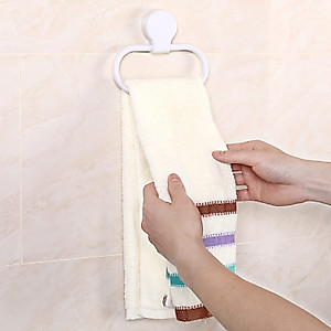 Hemoton Bathroom Towel Ring Holder Self Adhesive Towel Ring Towel Hanger No Drill Towel Bar Hand Towel Ring No Drilling Towel Rack Paper Towel White Wall Hanging Tower Hanger