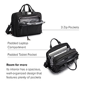 TUMI - Alpha Organizer Brief - Laptop Briefcase for Commute or Travel - Fits Up to 15" Laptop - Removable Shoulder Strap - Black