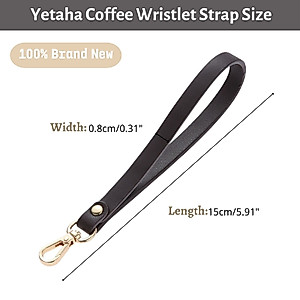 Yetaha Coffee Genuine Leather Wristlet Strap, 150mm x 8mm Hand Wrist Strap with Lock for Clutch Wallet Cellphone Key