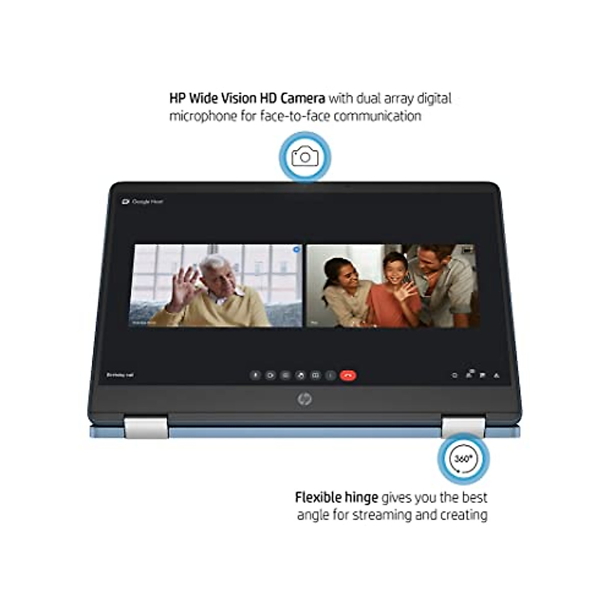 HP 2022 14" Touchscreen Chromebook x360 Convertible Laptop, Intel Celeron N4120 Processor, 4GB RAM, 64GB eMMC Storage, HD Webcam, Forest Teal, Chrome OS, 32GB SnowBell USB Card