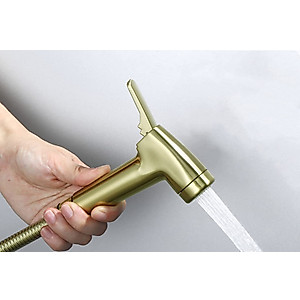 Brushed Gold Bidet Sprayer for Toilet-HOMCBEC Cloth Diaper Sprayer Hand Held Bidet Shower Faucets,Bathroom Jet Sprayer Kit Spray Attachment with Hose and Wall Bracket