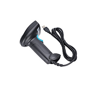 Handheld Barcode Scanner 360° Portable Barcode Reader QR Code Reader for Paper Barcodes, LCD Display Barcodes, Suitable for Warehouse, Store (Black Blue)
