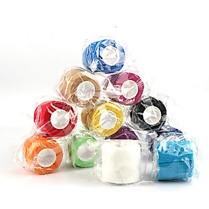 Mooerca 12 Pack Self Adherent Cohesive Wrap Bandages 2 Inches X 5 Yards, First Aid Tape, Elastic Adhesive Athletic, Sports wrap Bandage for Sports, Wrist, Ankle (Rainbow)