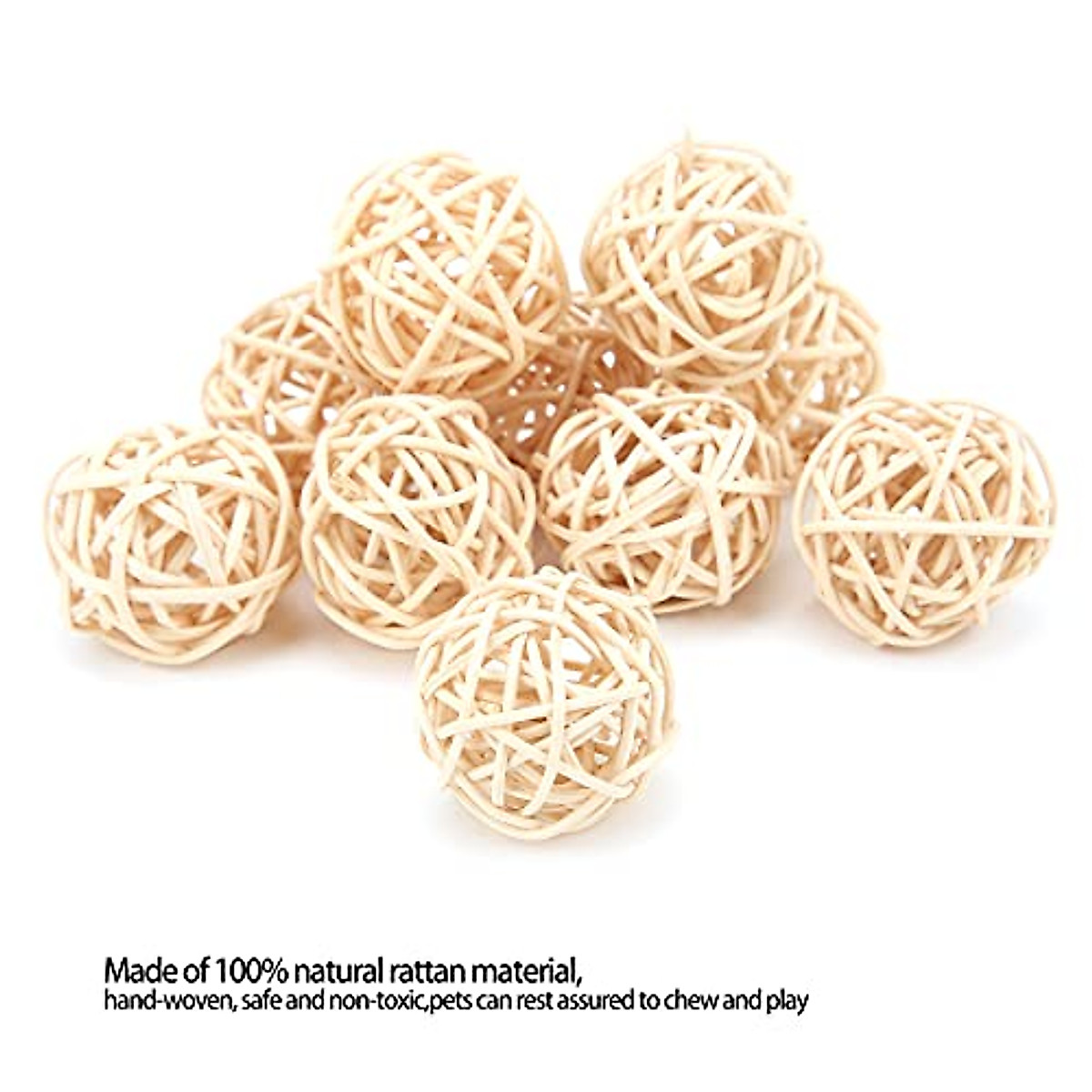 10Pcs Rattan Balls, Sepak Takraw Toy Natural Color Rattan Safe and Harmless Parrot Small Animal Chew Toy for Parrot