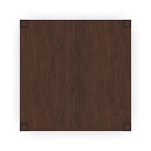 BOWERY HILL Transitional Brown Rustic Square Coffee Table with Casters