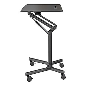 Realspace® 28" W Mobile Sit-to-Stand Compact Desk/Laptop Cart Workstation, 28-3/4"H x 28" W x 22-1/16"D, Black