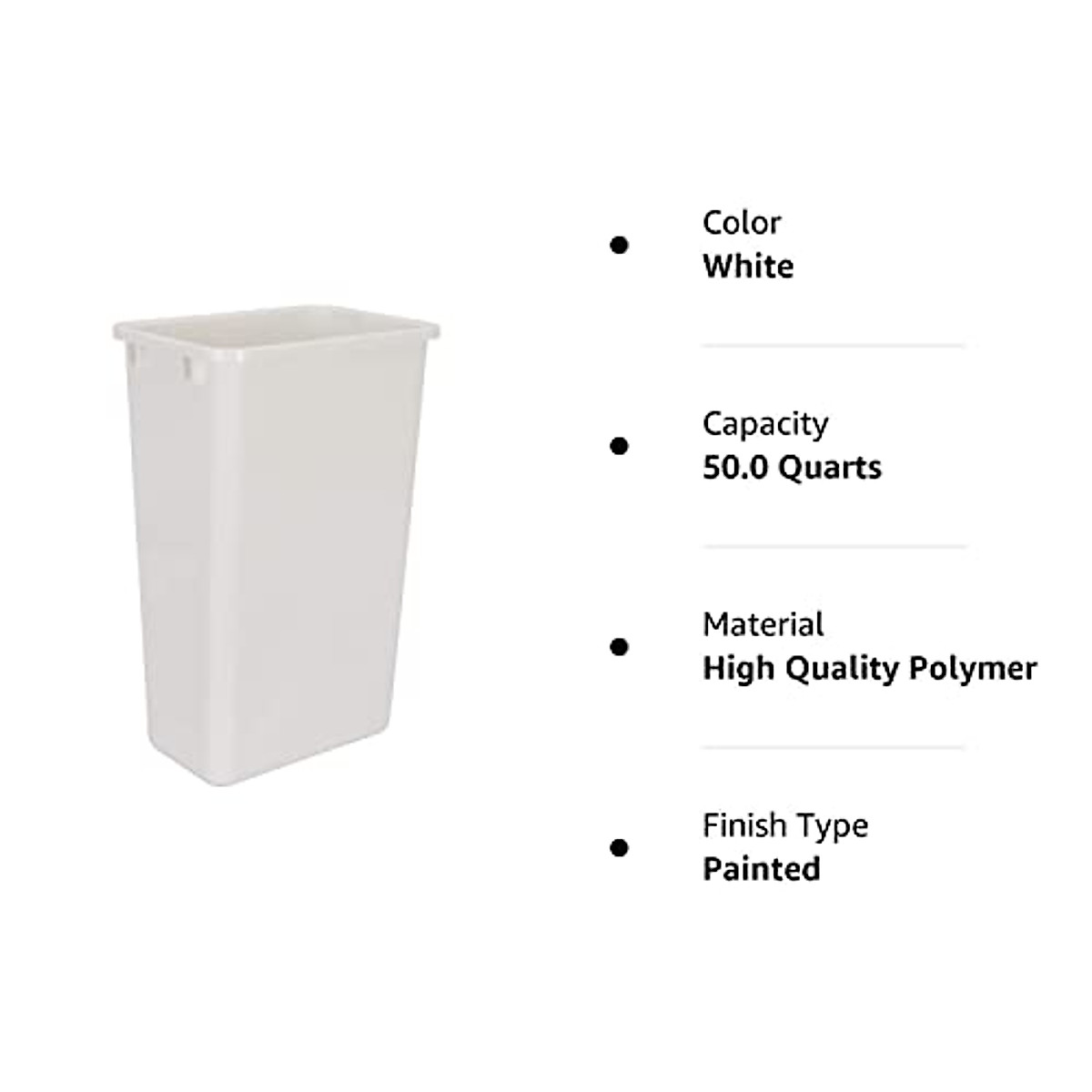 Hardware Resources CAN-50W Plastic Waste Container, White