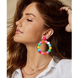 4 Pairs Raffia Earrings Boho Rattan Hoop Dangle Earrings for Women Handmade Straw Wicker Woven Earring Set Summer Beach Jewelry Gifts (4 Pairs Set A)