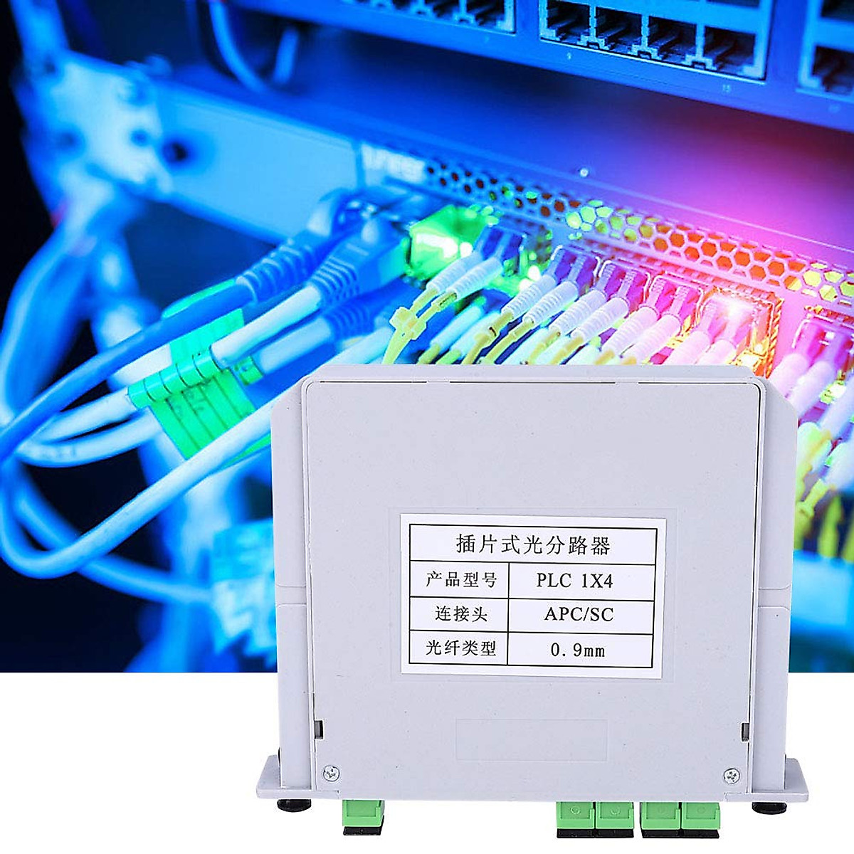 Heayzoki Blade Optical Splitter, 1X4 Single Mode Blade PLC Optical Fiber Splitter, 1 Minute 4 SC-APC Splitter, All-Fiber Structure, for Home Wiring, Engineering Projects