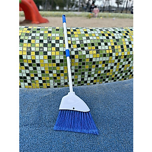 Small Broom - Indoor or Outdoor Portable Broom with Adjustable Handle, Cleaning Little Helper for Housekeeping, Office, Working Desk, and Pet Nest(White&Blue)