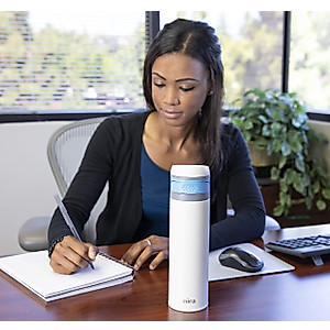 MIRA 16 oz Lightweight Insulated Travel Mug for Coffee, Tea - Stainless Steel One Touch Lid Tumbler - Keeps Hot or Cold - White